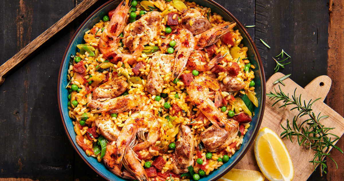 Paella met kip en garnalen | Recept - Lassie rijst