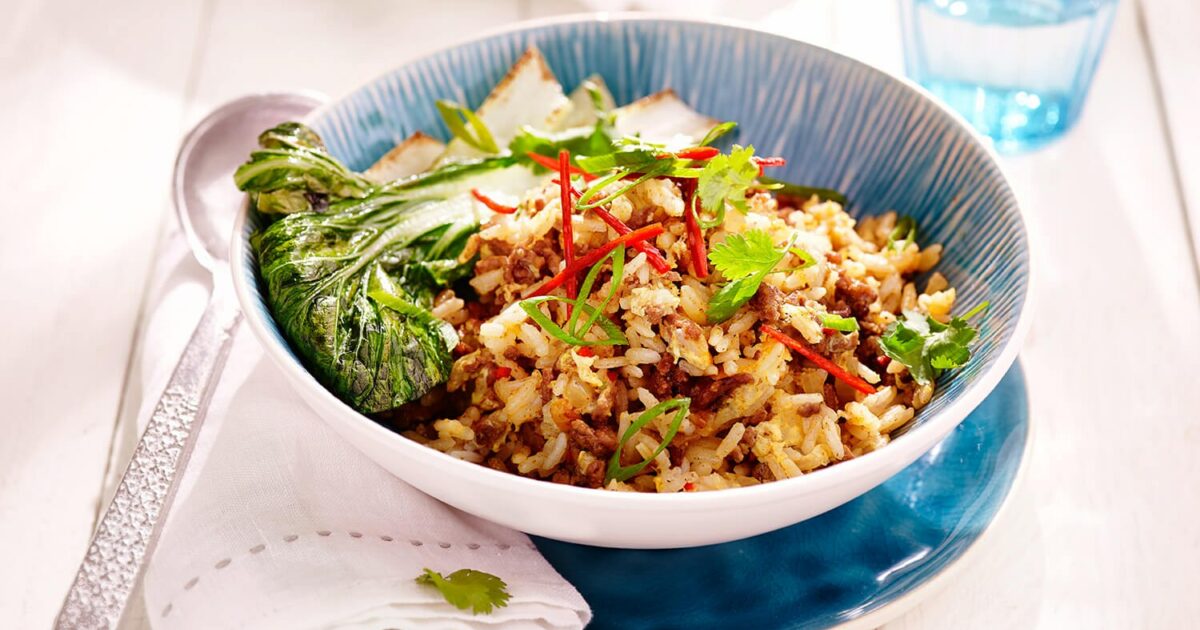 Pittige Thaise rijst met gehakt | Recept - Lassie rijst