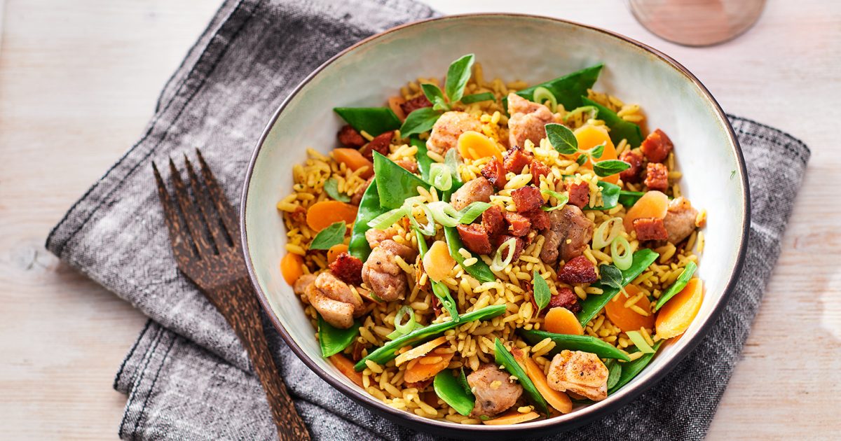 Pittige paella met kip en peultjes| Recept - Lassie rijst